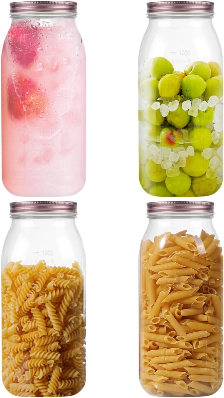 Amazon.com: Party Club of America 4Pack 64 OZ Sliver Plastic Jars Wide ...