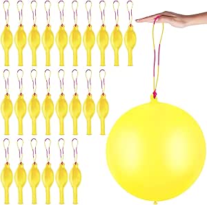 Amazon.com: 24 Pcs Yellow Punch Balloons Bounce with Rubber Band Handle ...