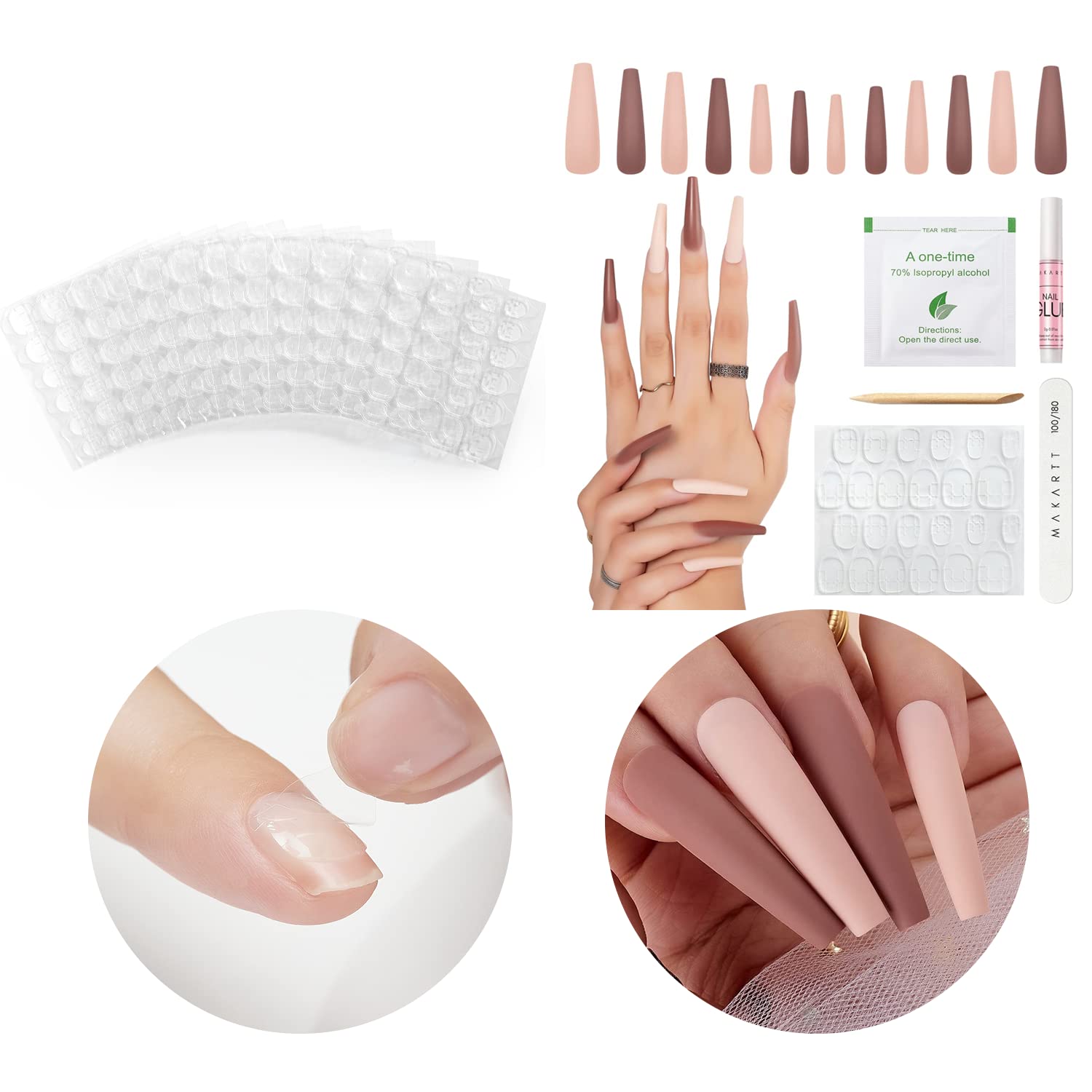 Amazon.com: Makartt Press On Nails Kit XXL Long, Glue on Nails Acrylic ...