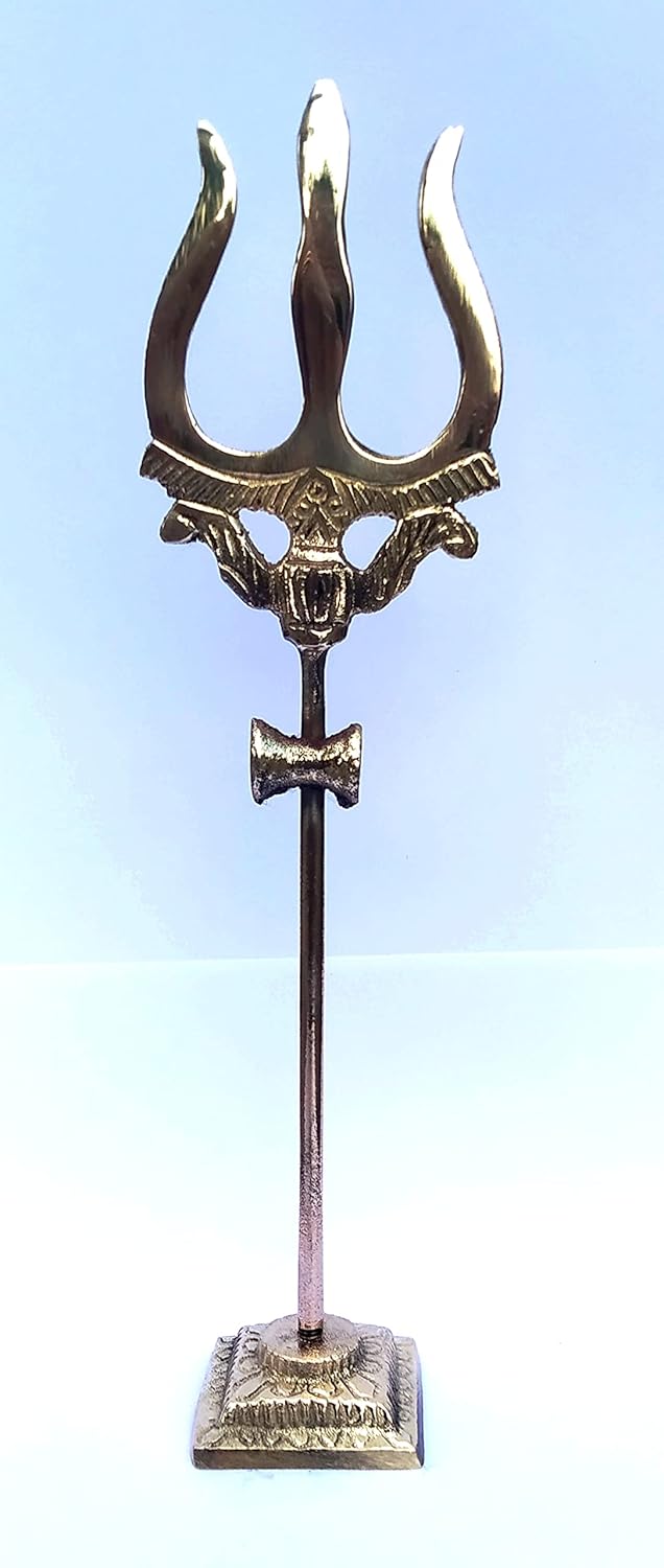 Buy Green HUB Pure Brass Shiva's Trishul with Damru Decorative ...