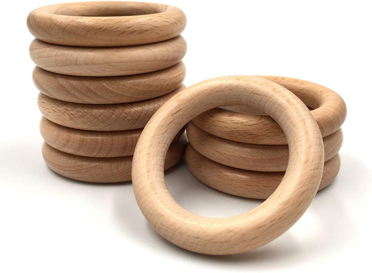 Amazon.com: Onwon 10 Pieces Wooden Rings Natural Wood Rings Without ...