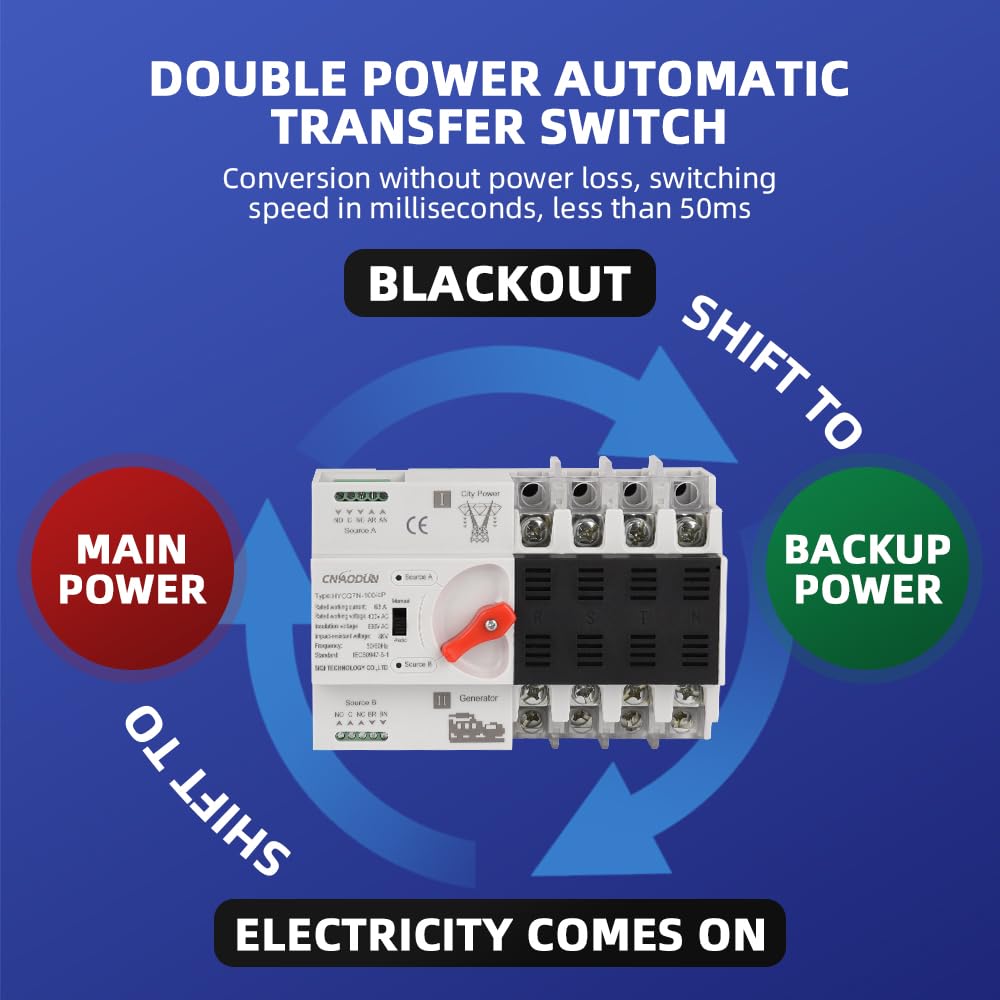 Snapklik.com : CNAODUN Automatic Transfer Switch ATS 4P 100A 400V Dual ...