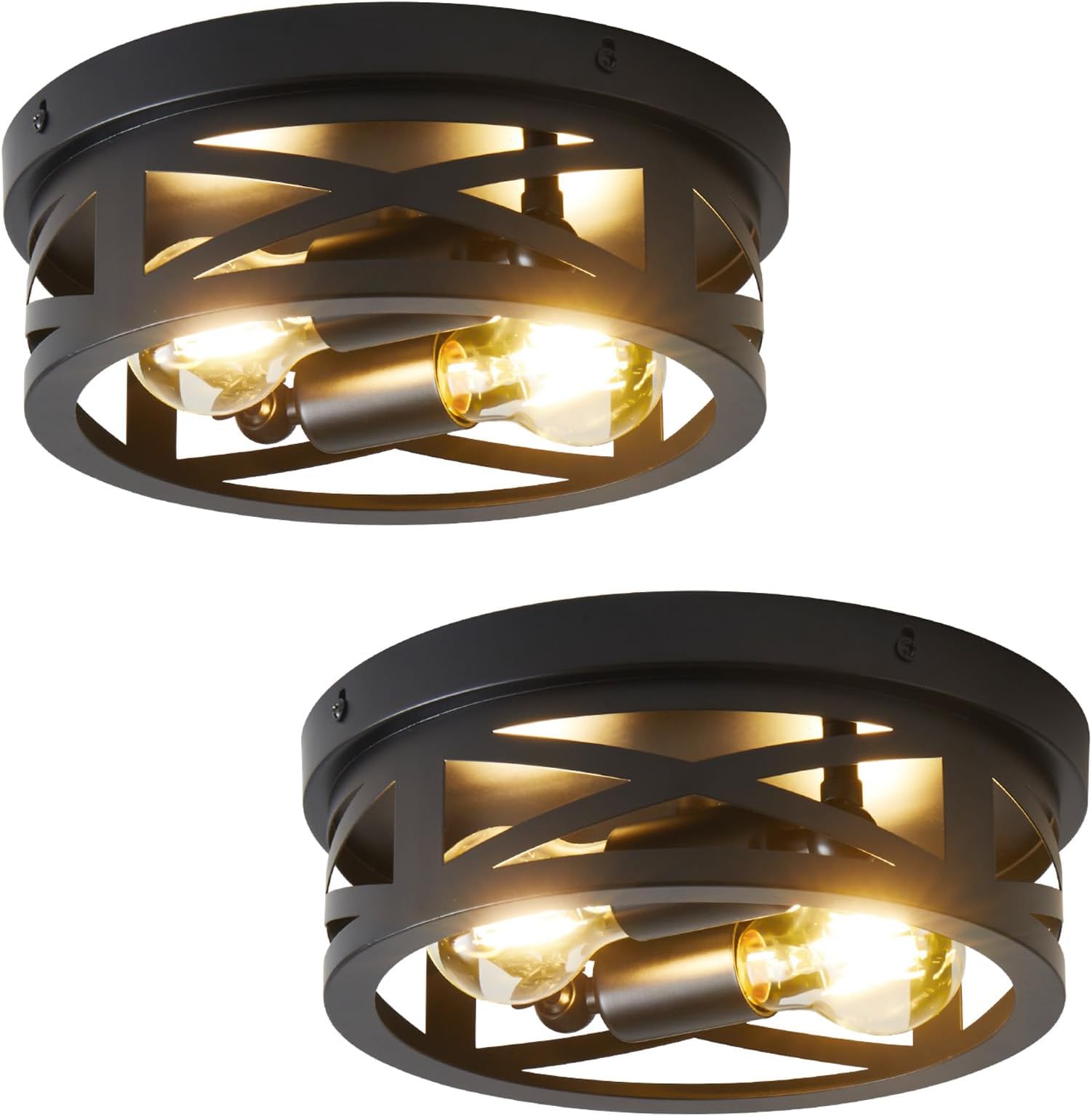 ON'H Farmhouse Ceiling Light Fixtures, 4-Light Flush Mount Ceiling ...
