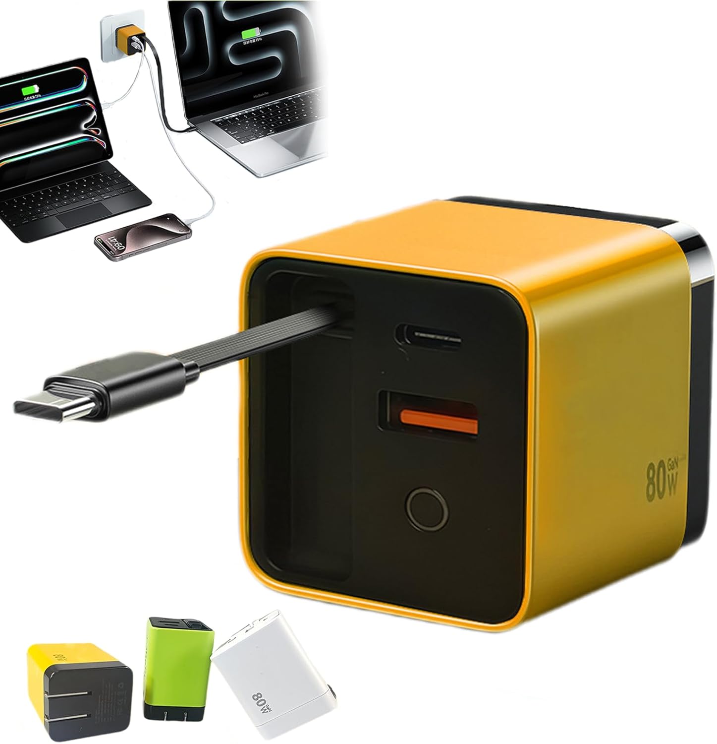 Amazon.com: 80 Watt Charger, 3 in 1 Gan Charger, Scalable 80w Max Fast ...