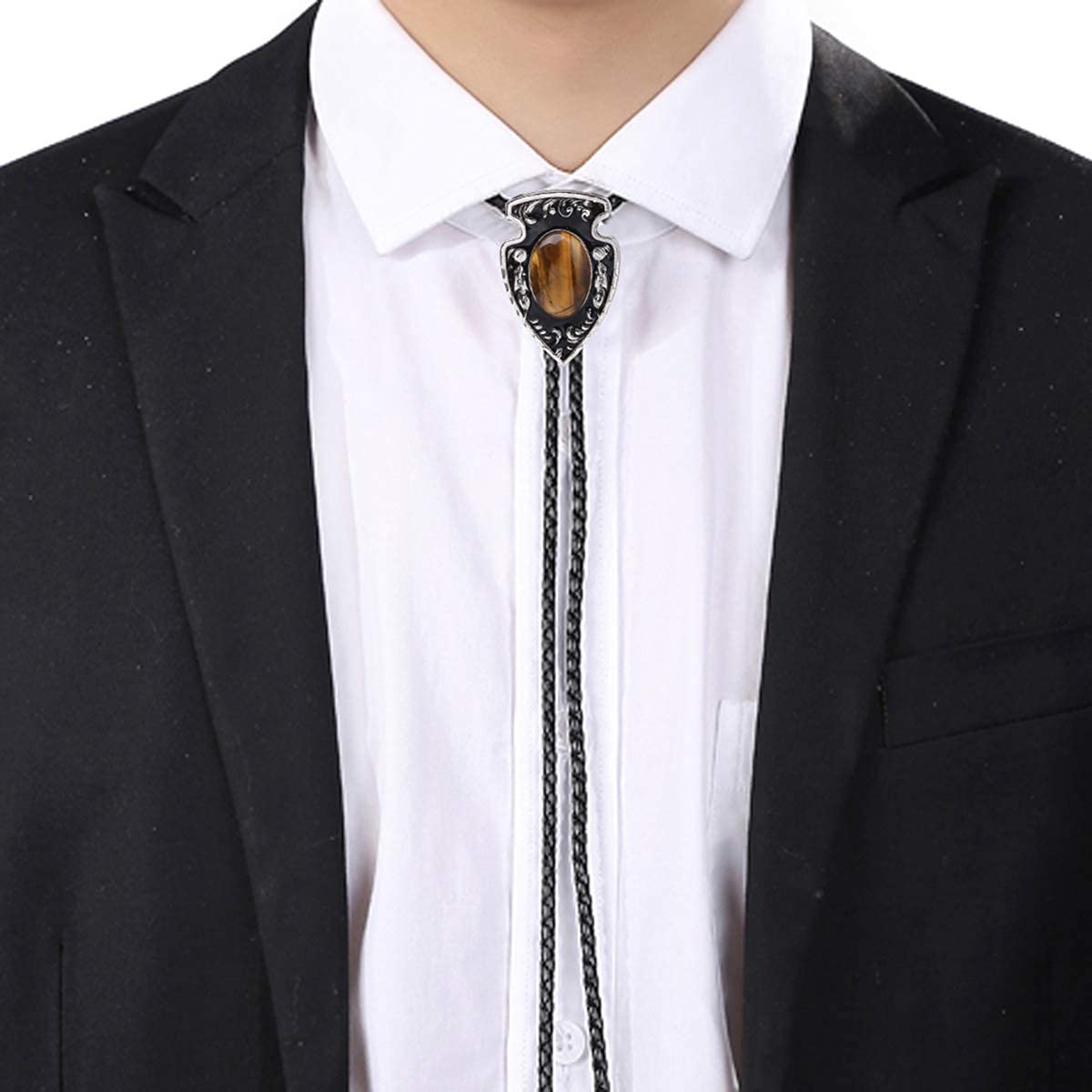 Snapklik.com : HUABOLA CALYN Tiger Eye Bolo Tie For Men
