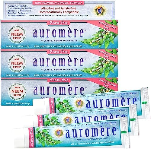 Amazon.com : Auromere Ayurvedic Herbal Toothpaste, Mint Free - Vegan ...