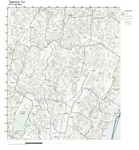 Amazon.com : ZIP Code Wall Map of Teaneck, NJ ZIP Code Map Laminated ...