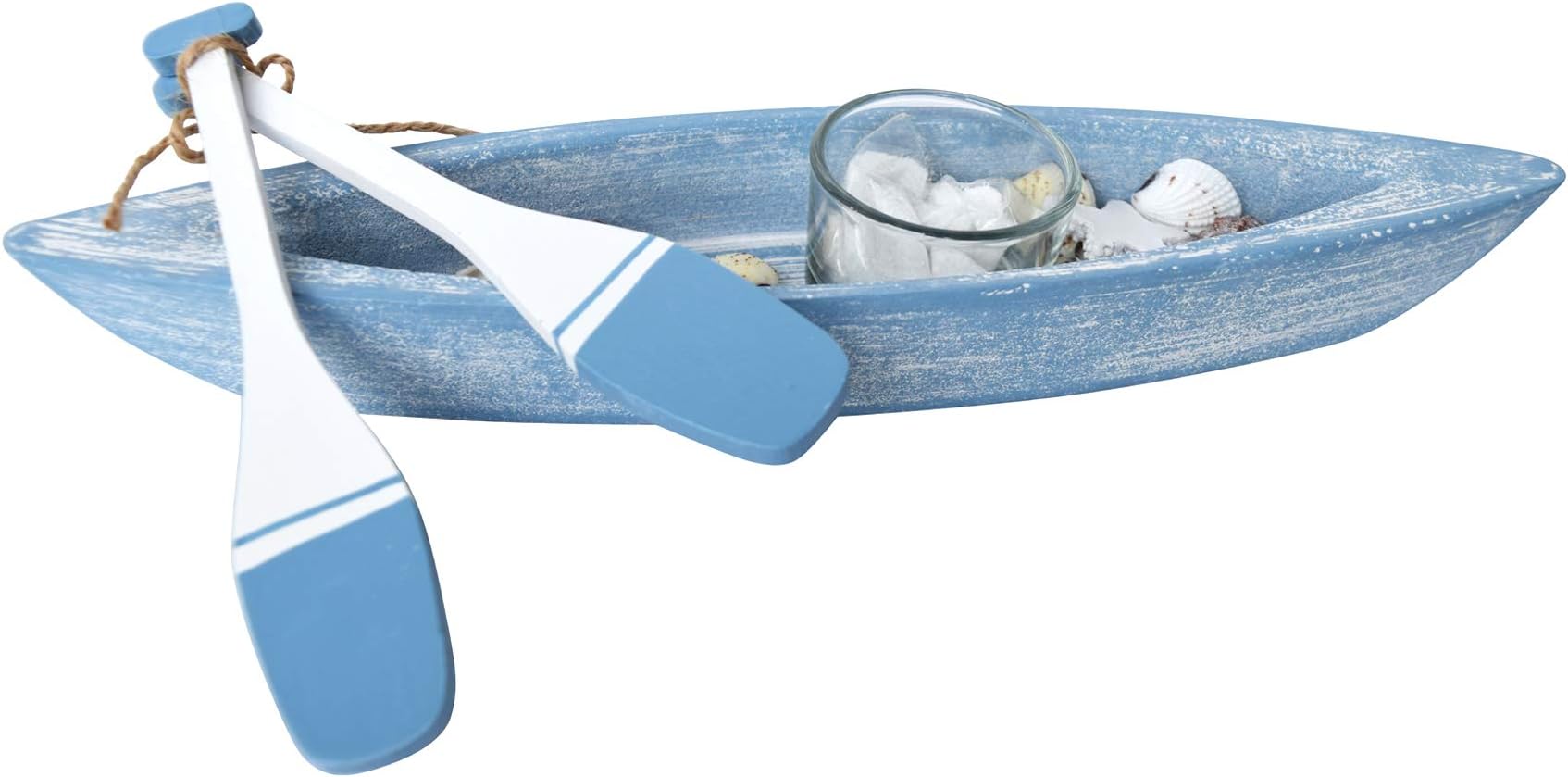 Amazon.de: Holz-Boot für 4 Teelichte, Muscheldeko & Steine, ca. 36,3 x ...