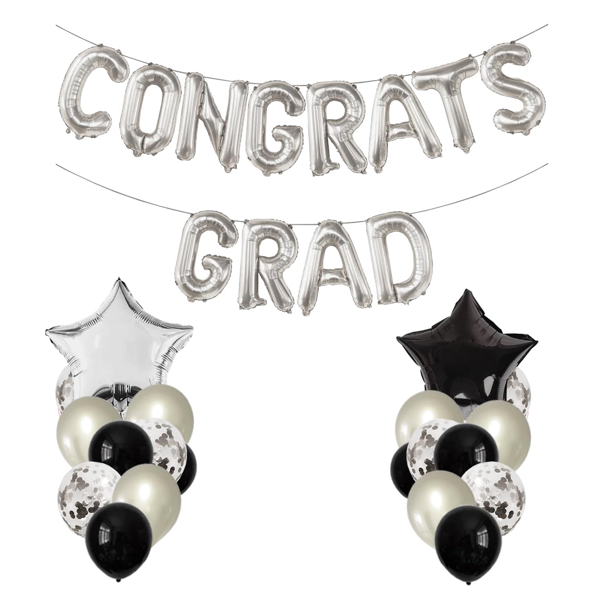 Amazon.com: Congrats Grad Balloon Banner Silver, 2025 Graduation ...