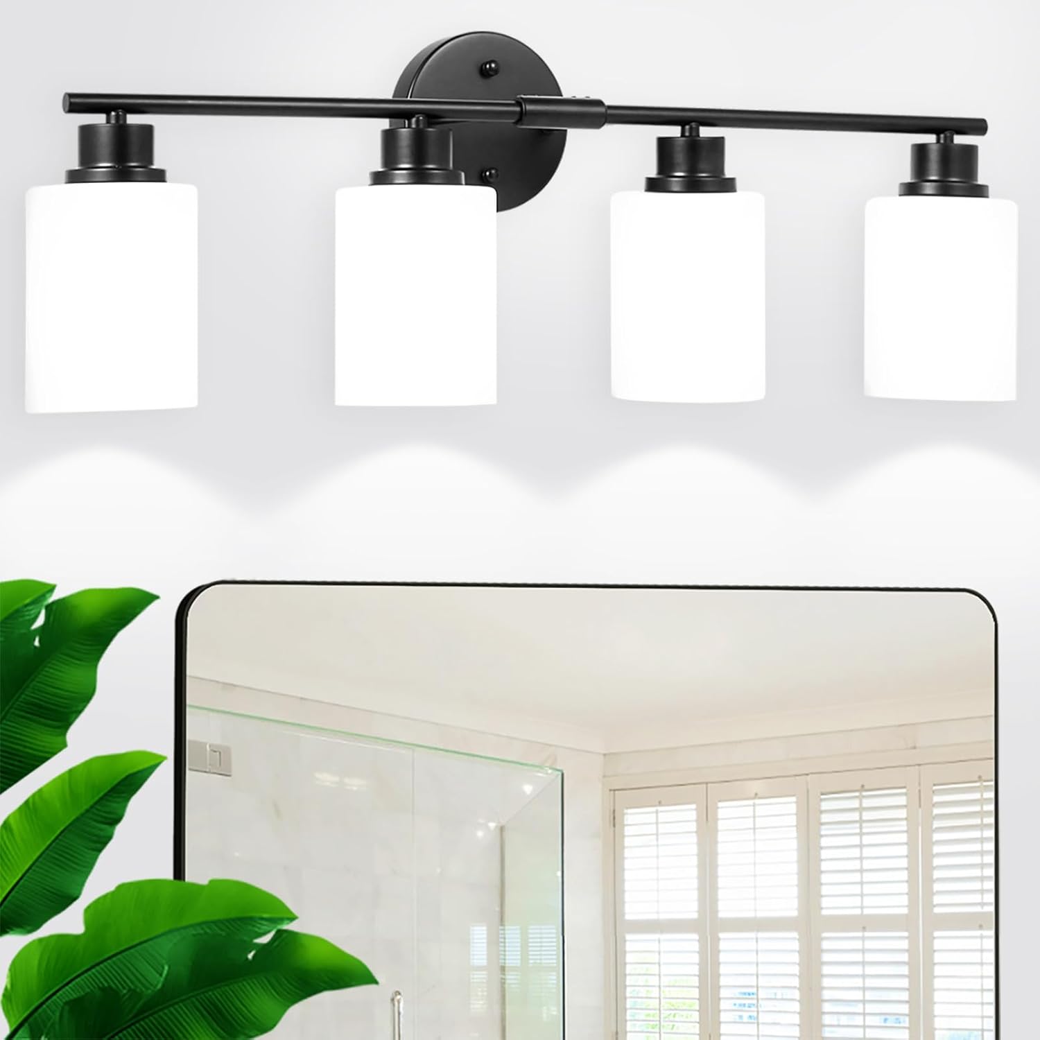 palaro 4 Light Bathroom Light Fixtures, Black Bathroom Vanity Light ...