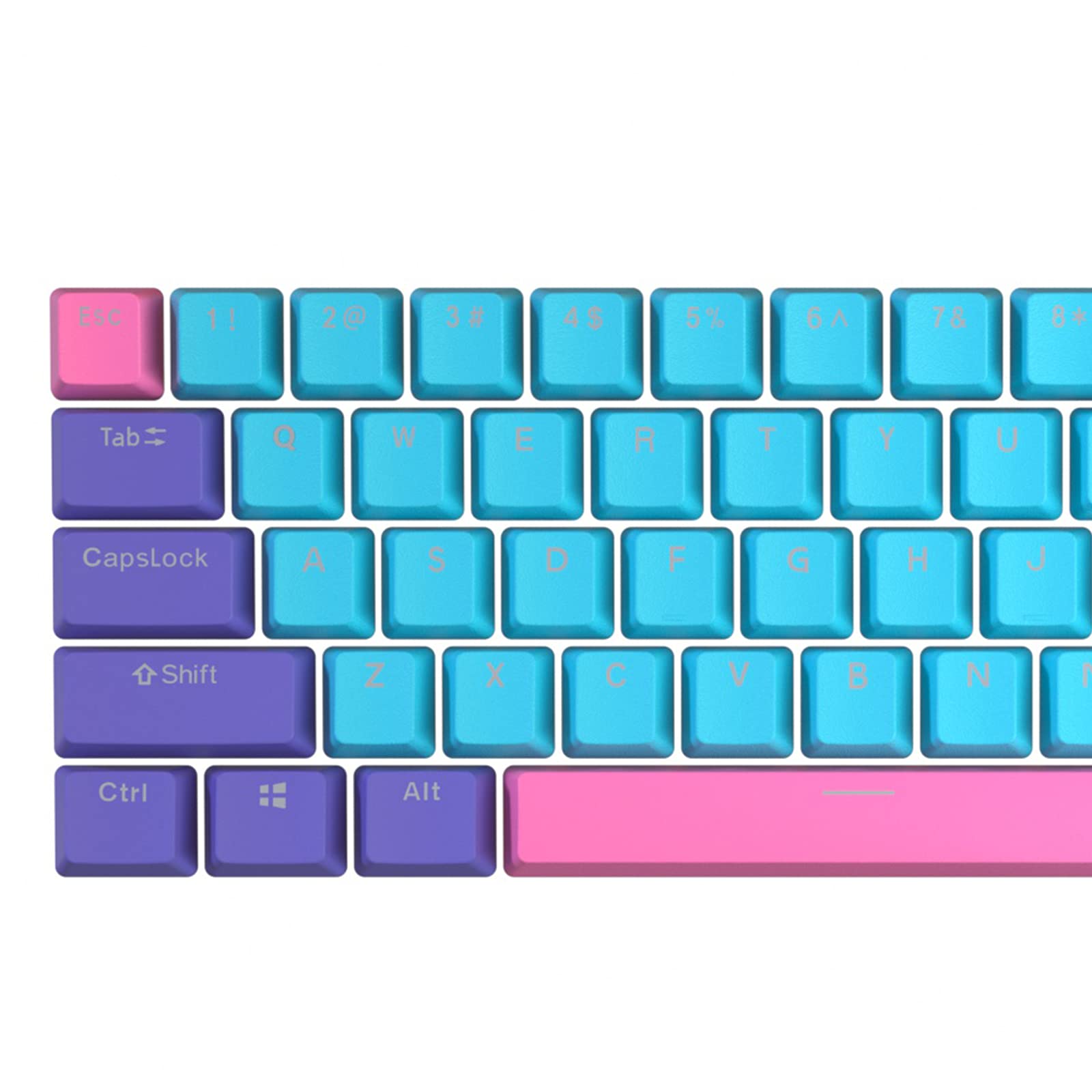 BOYI 61 PBT Keycaps,61 Key ANSI 60% Layout OEM Profile PBT Thick Shine ...