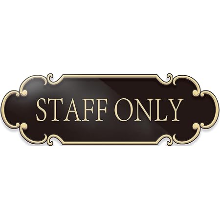 Amazon.com : Staff Only Sign Black Gold 9"x3" - Self Adhesive Doorplate ...