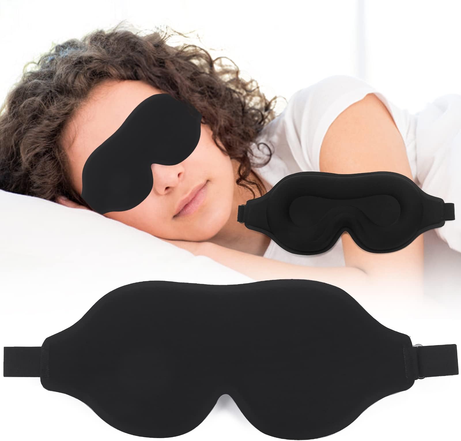 Amazon.com: 2pack Sleep Mask for Men Women, 3D Contoured Eye Cover for ...