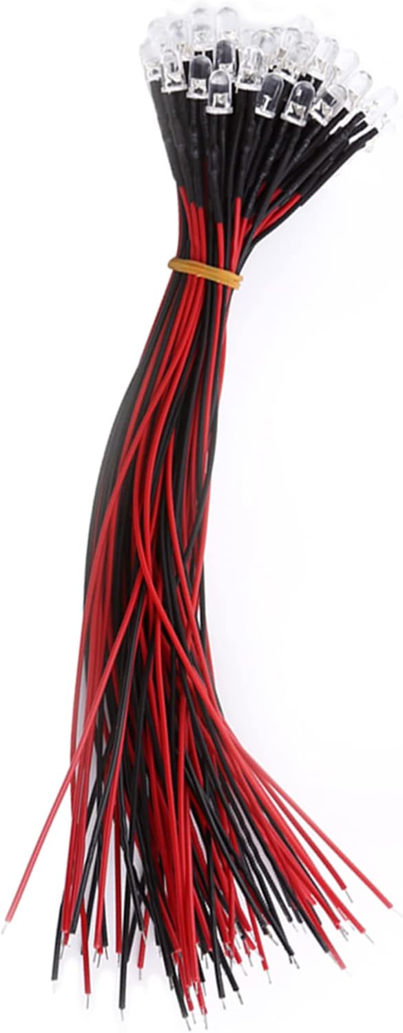 YWBL-WH 50PCS LED Lights Emitting Diodes Pre Wired DC 12V Light ...