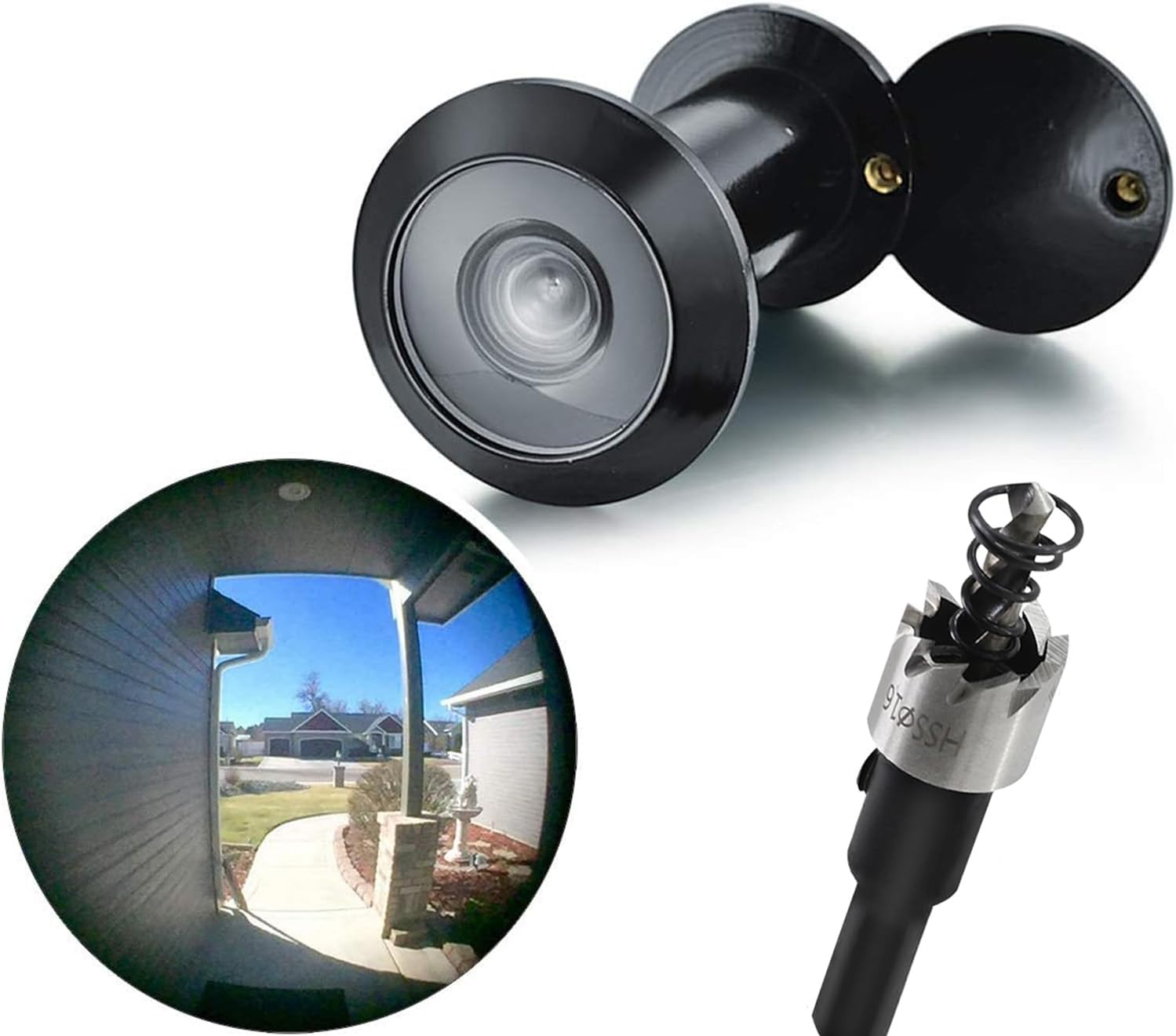 TB-SENROCA Elegant 5 Inch Matte Black Door Knocker with 180 Degree Peephole - Perfect for Front ...