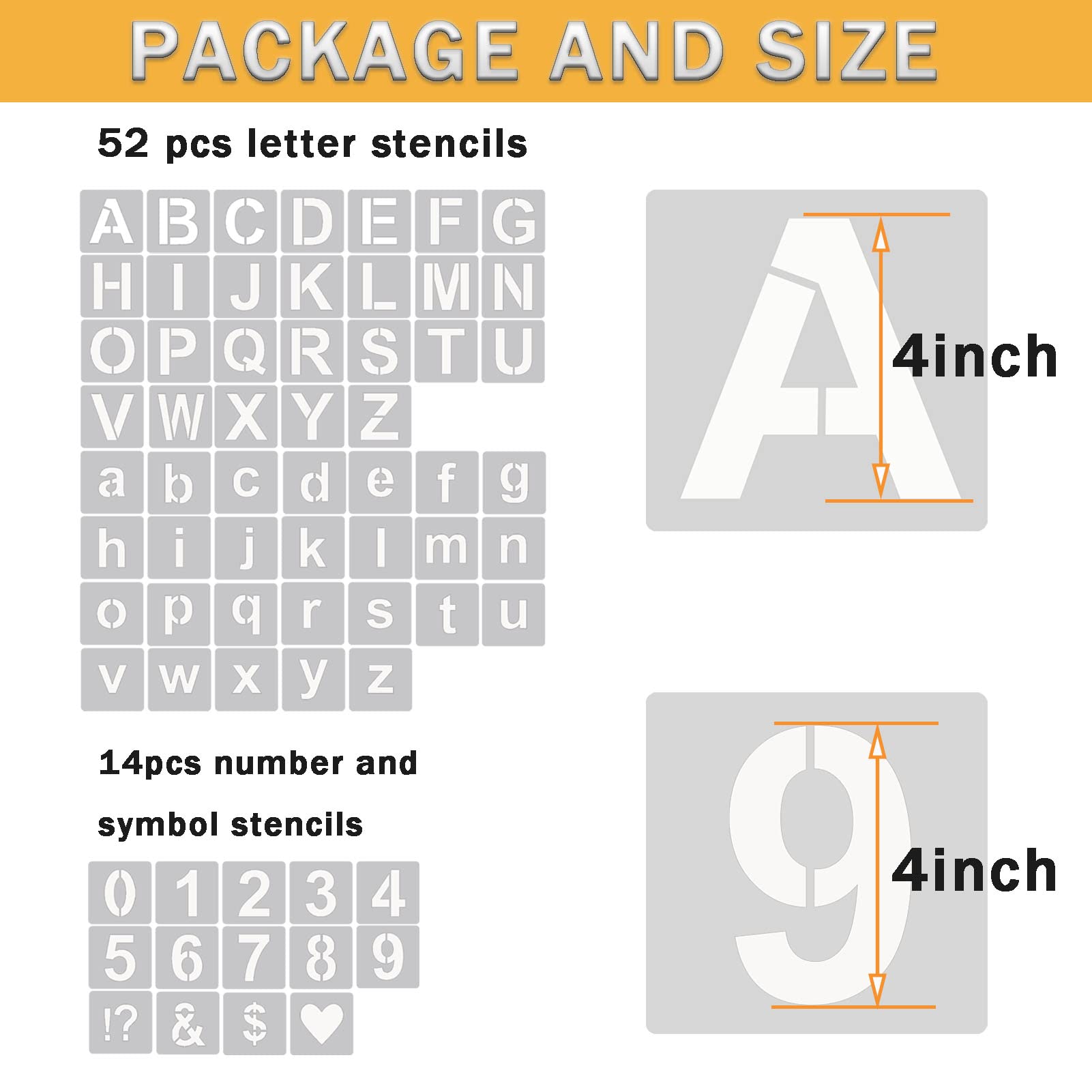 Snapklik.com : YEAJON 4 Inch Letter Stencils Symbol Numbers Craft Stencils