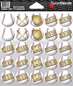 Award Decals Multi Baseball Helmet Sticker Set (100 Decals) The ...