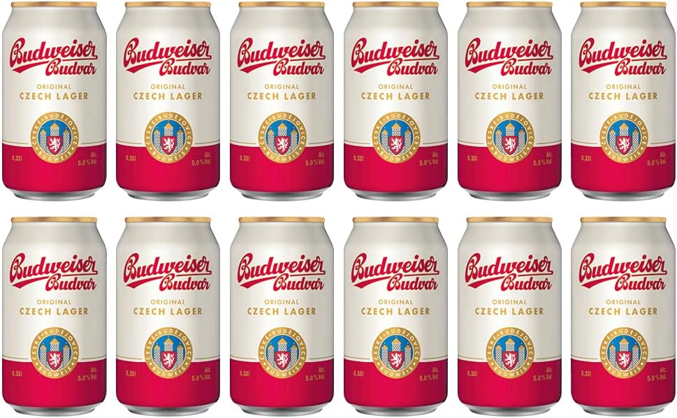 Budweiser Budvar Czech Lager 330ml Cans - 5% ABV (12 Pack) - World Beer ...