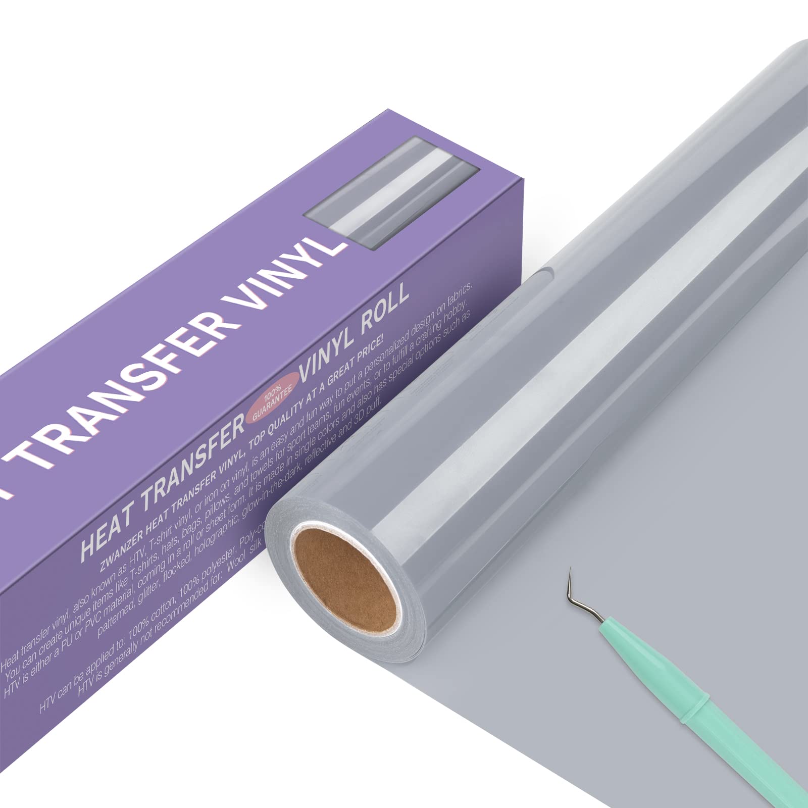 1 x Brand New HTVRONT Heat Transfer Vinyl Silver HTV Vinyl Roll - 12 x ...