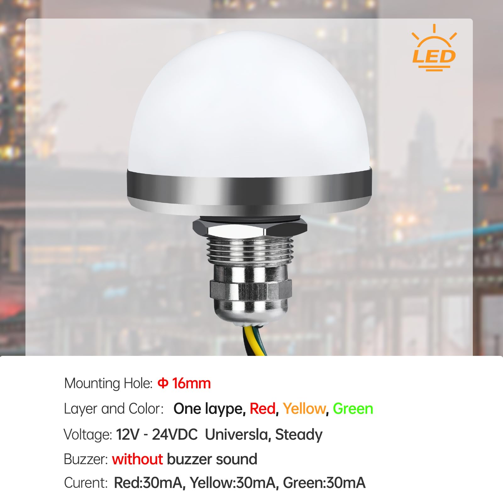Snapklik.com : Mini Industrial Warning Lights 44mm 24V DC/AC LED 3 ...