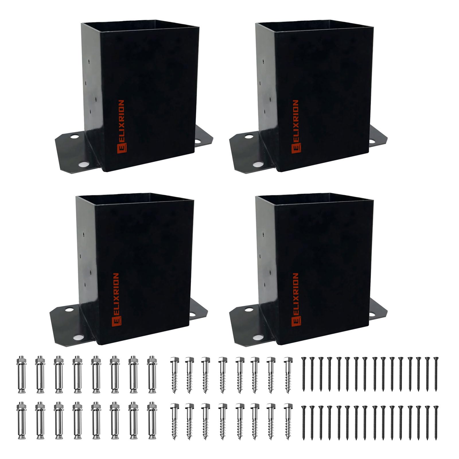 ELIXRION 4 x 4 (Inner Size 4" x 4") Post Base, Post Brackets Wood Fence ...