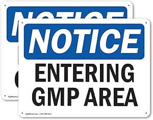 Amazon.com: (2 Pack) Entering Gmp Area OSHA Notice Sign 10 Inch X 7 ...
