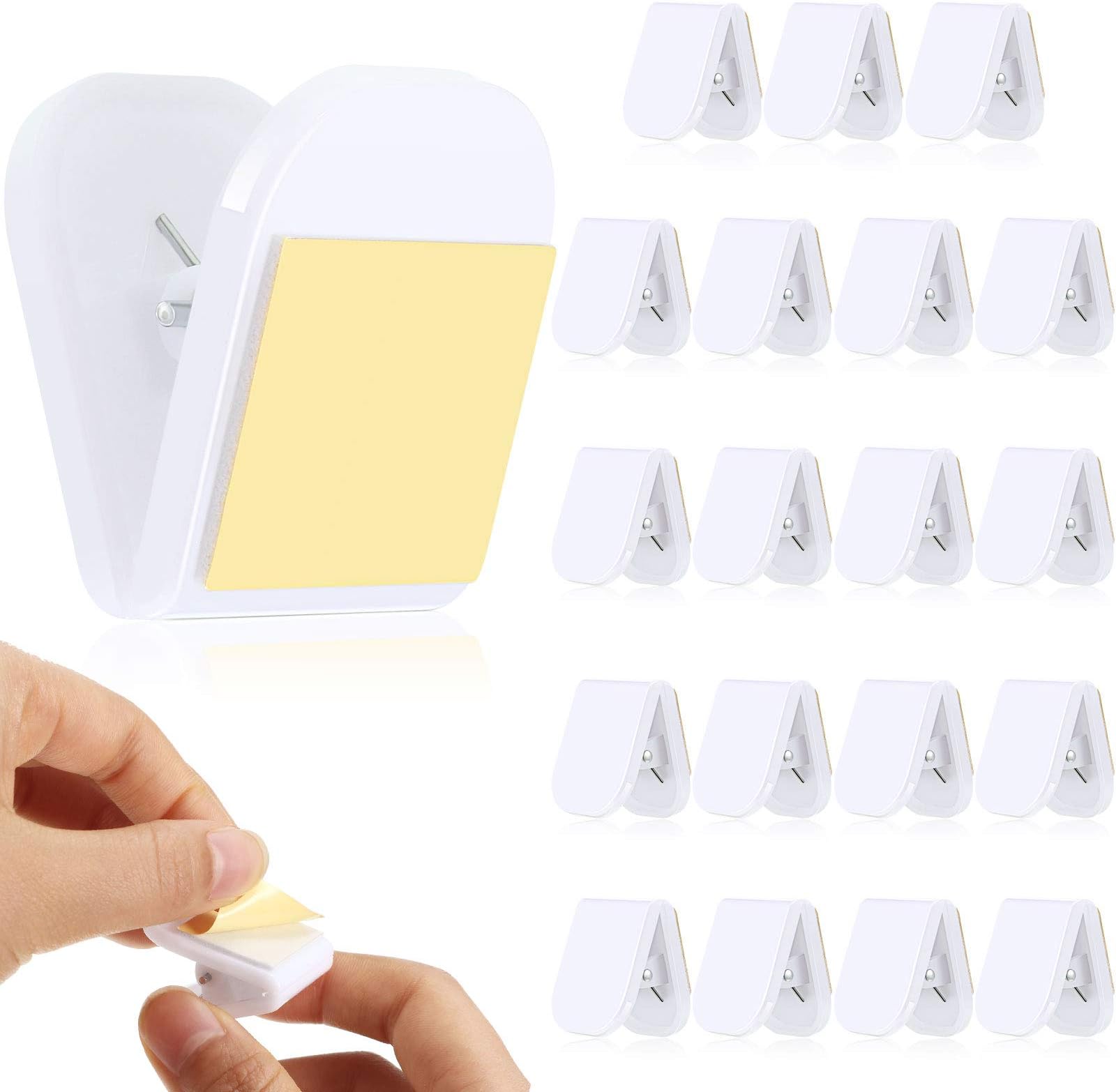 Amazon.com : 20 Pieces Self Adhesive Clips Plastic Clips for Hanging ...