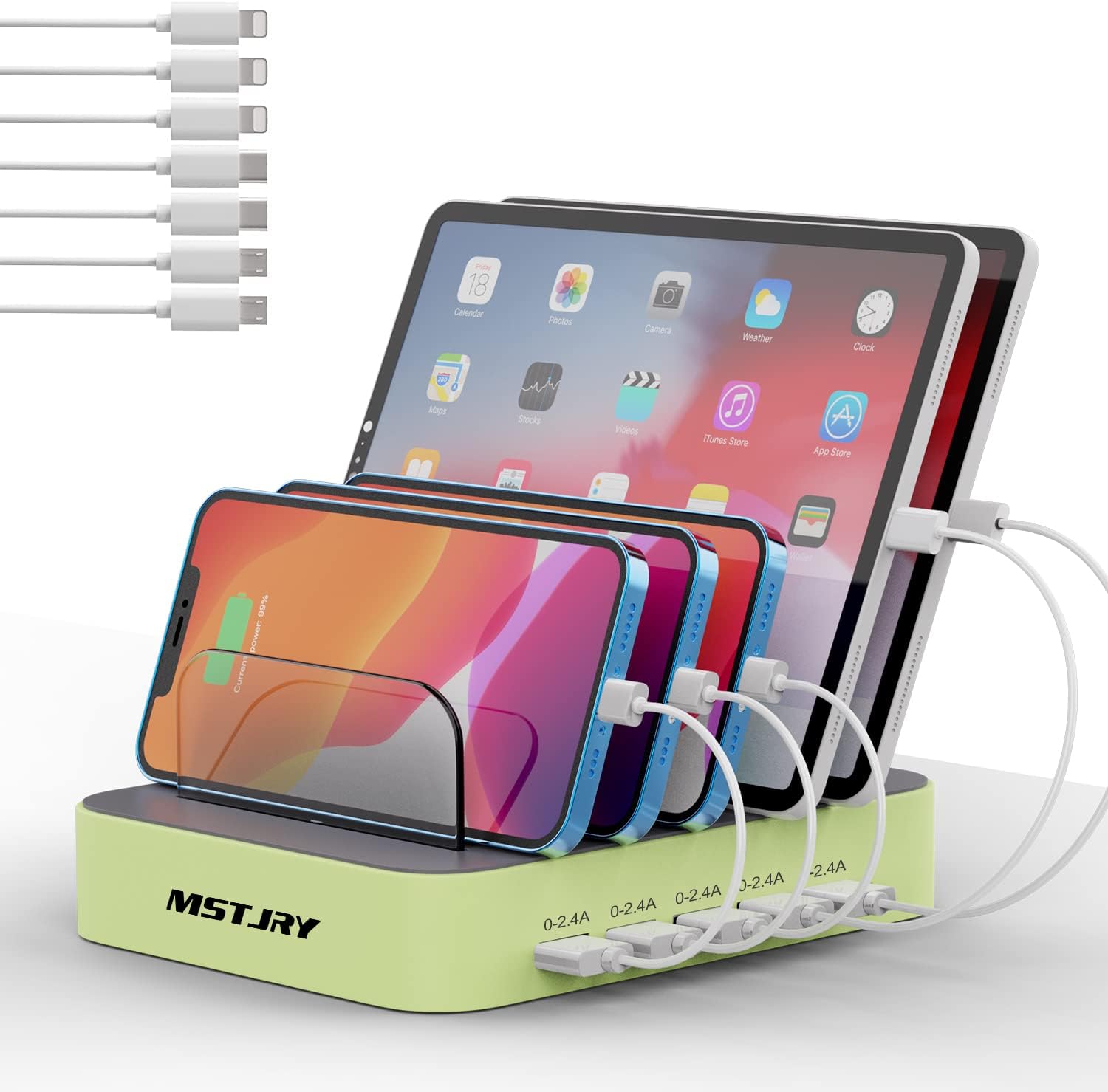 Amazon.com: Charging Station for Multiple Devices, MSTJRY 5 Port Multi ...