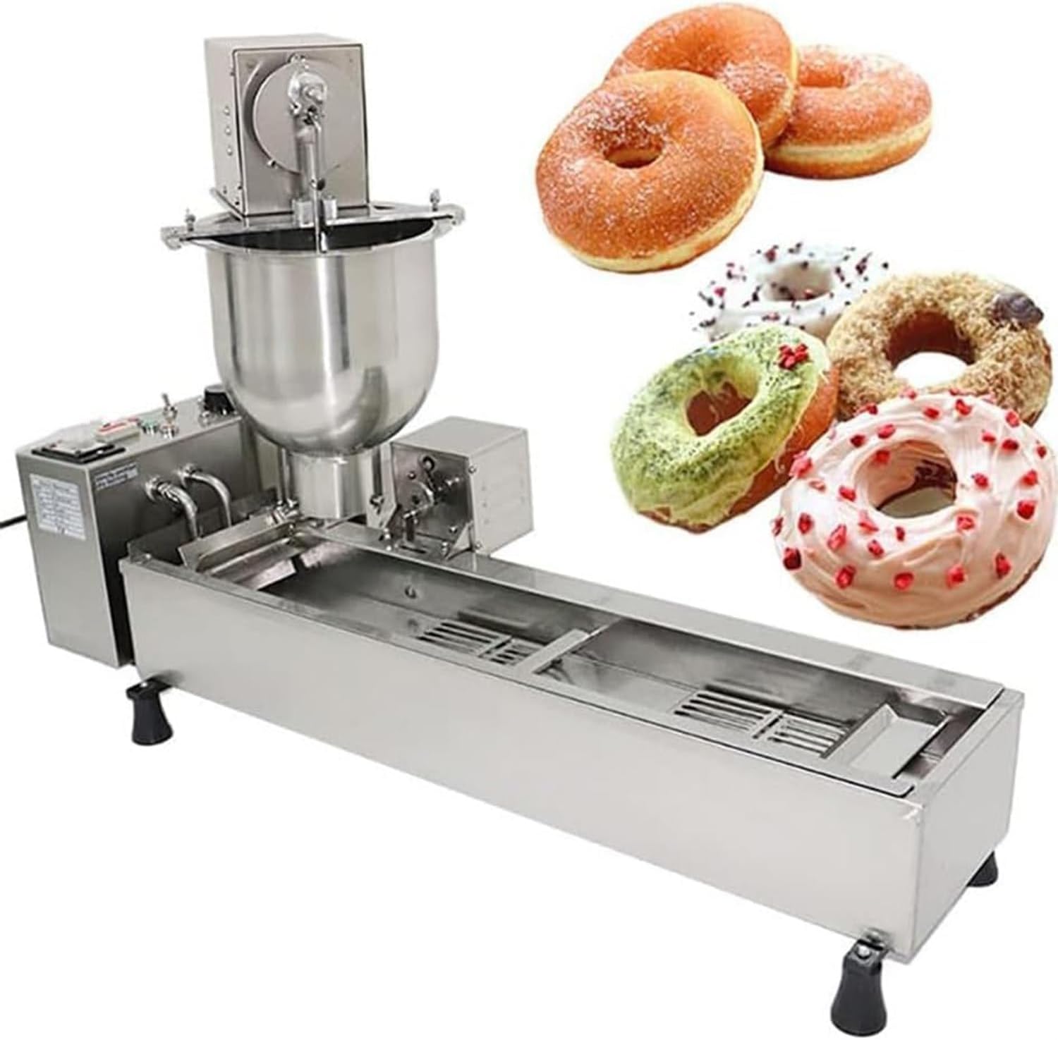 3000w Fully automatic donut making machine, single row auto doughnut ...