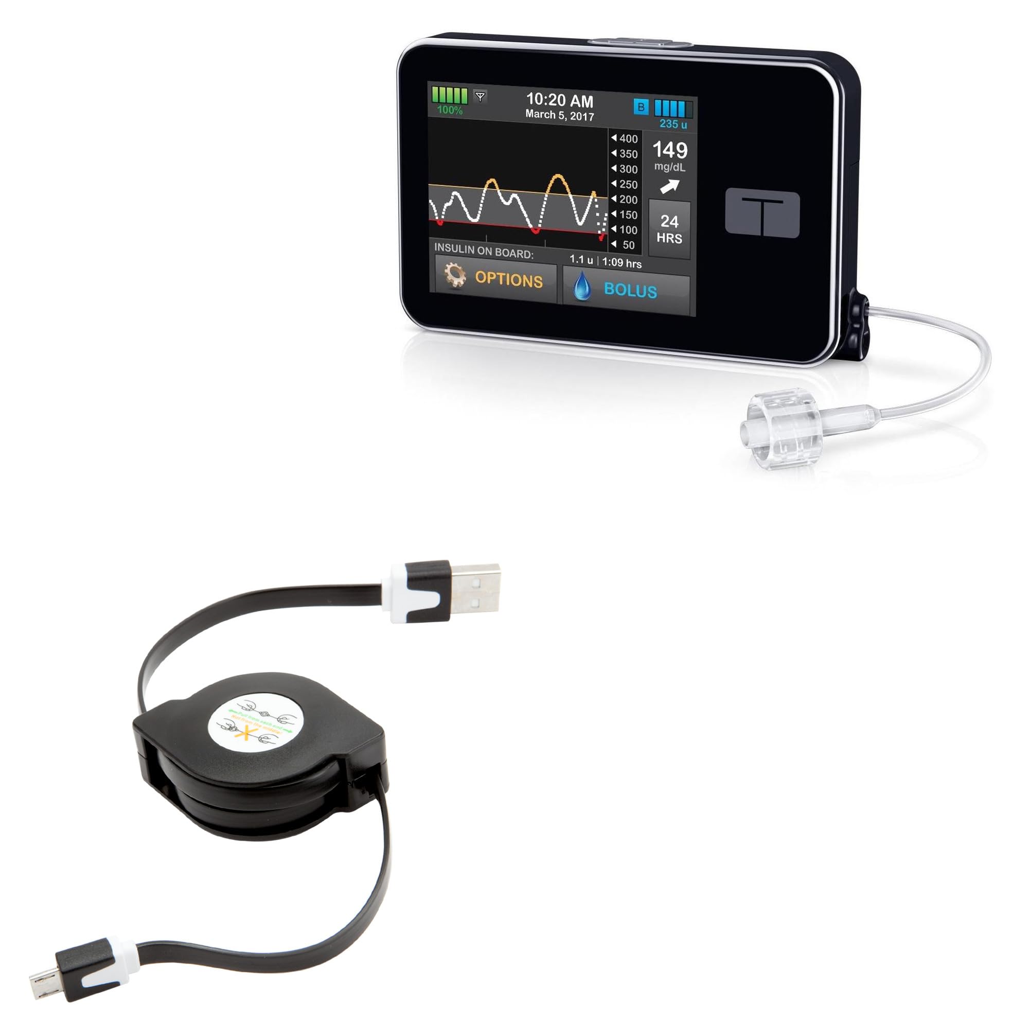 Amazon.com: BoxWave Cable Compatible with Tandem t:Slim X2 Insulin Pump ...