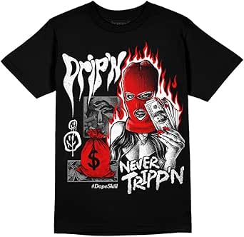 Amazon.com: DopeSkill Graphic Tee Black Red 1s Hip Hop Streetwear Men's ...