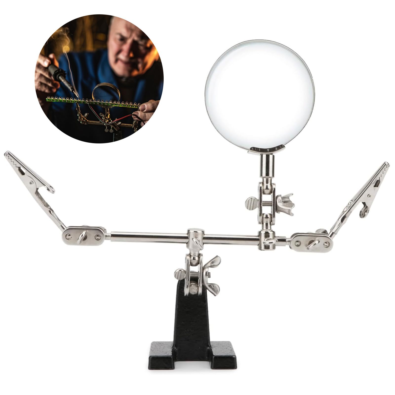 Amazon.com: Rongon Adjustable Helping Hand with Magnifying Glass 5X ...