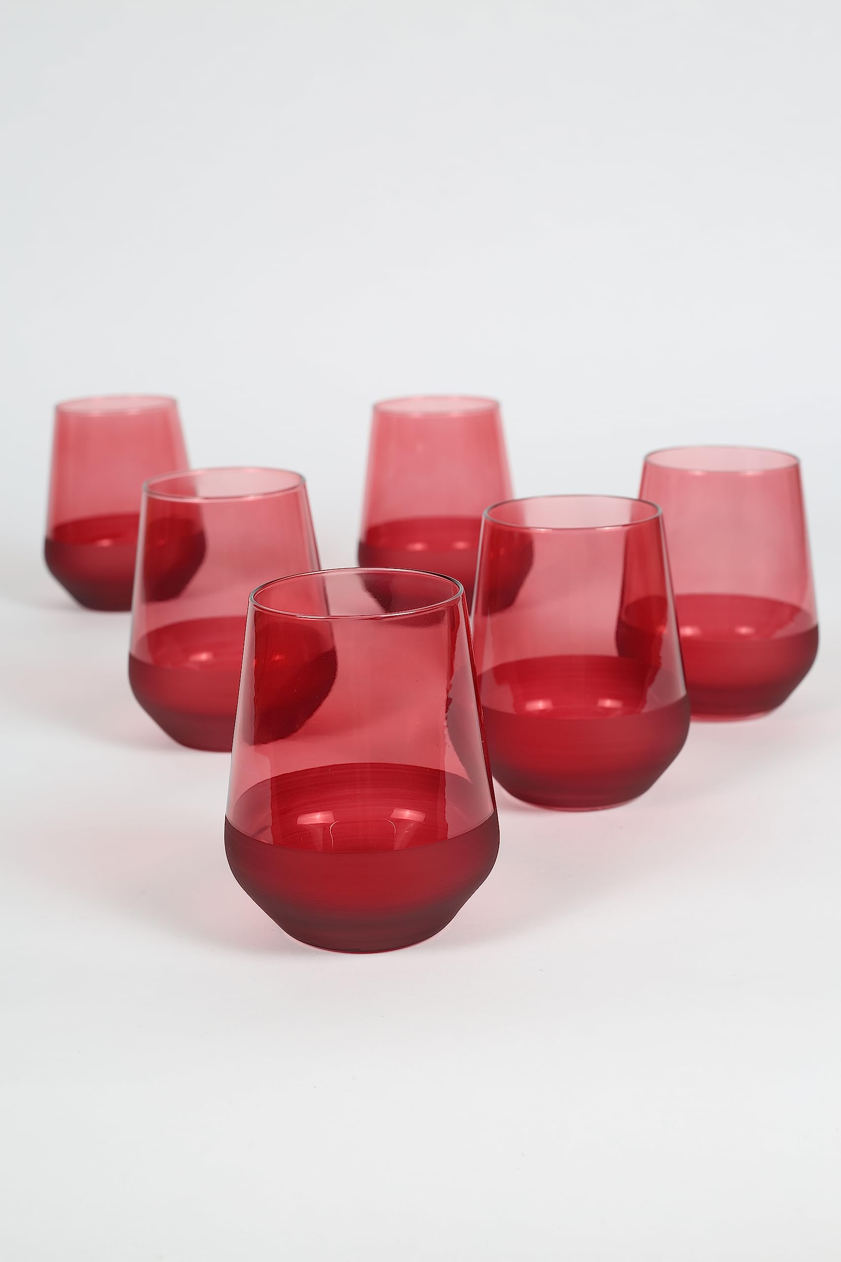 RAKLE Stemless Wine Glasses â€“ Set of 4 Red Colored Wine Glasses â ...