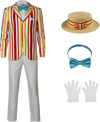 Amazon.com: Bvxmsel Men's Bert Costume Uniform Rainbow Striped Suit ...