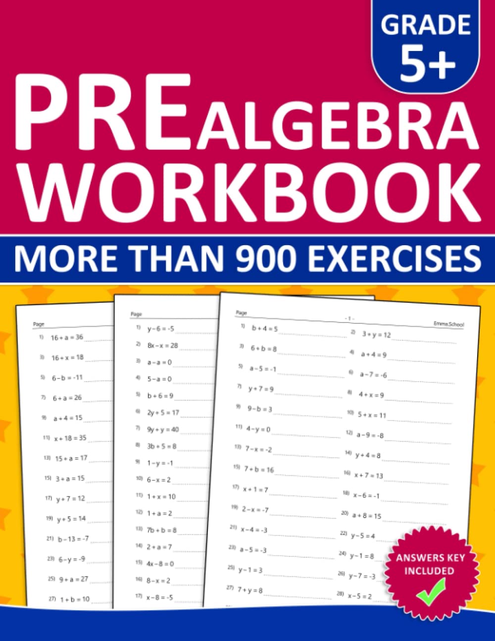 Pre Algebra Workbook For Grades 5 and Plus: Pre Algebra Practice ...
