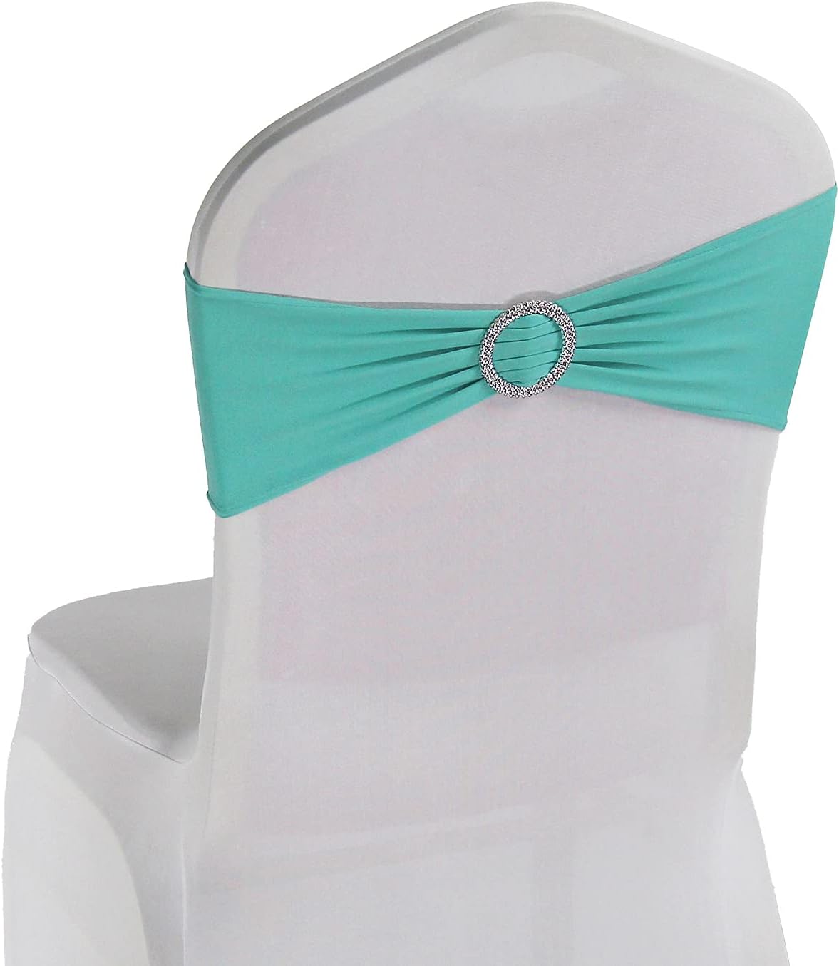 Amazon.com: Peomeise 100pcs Turquoise Spandex Chair Sashes with Buckle ...