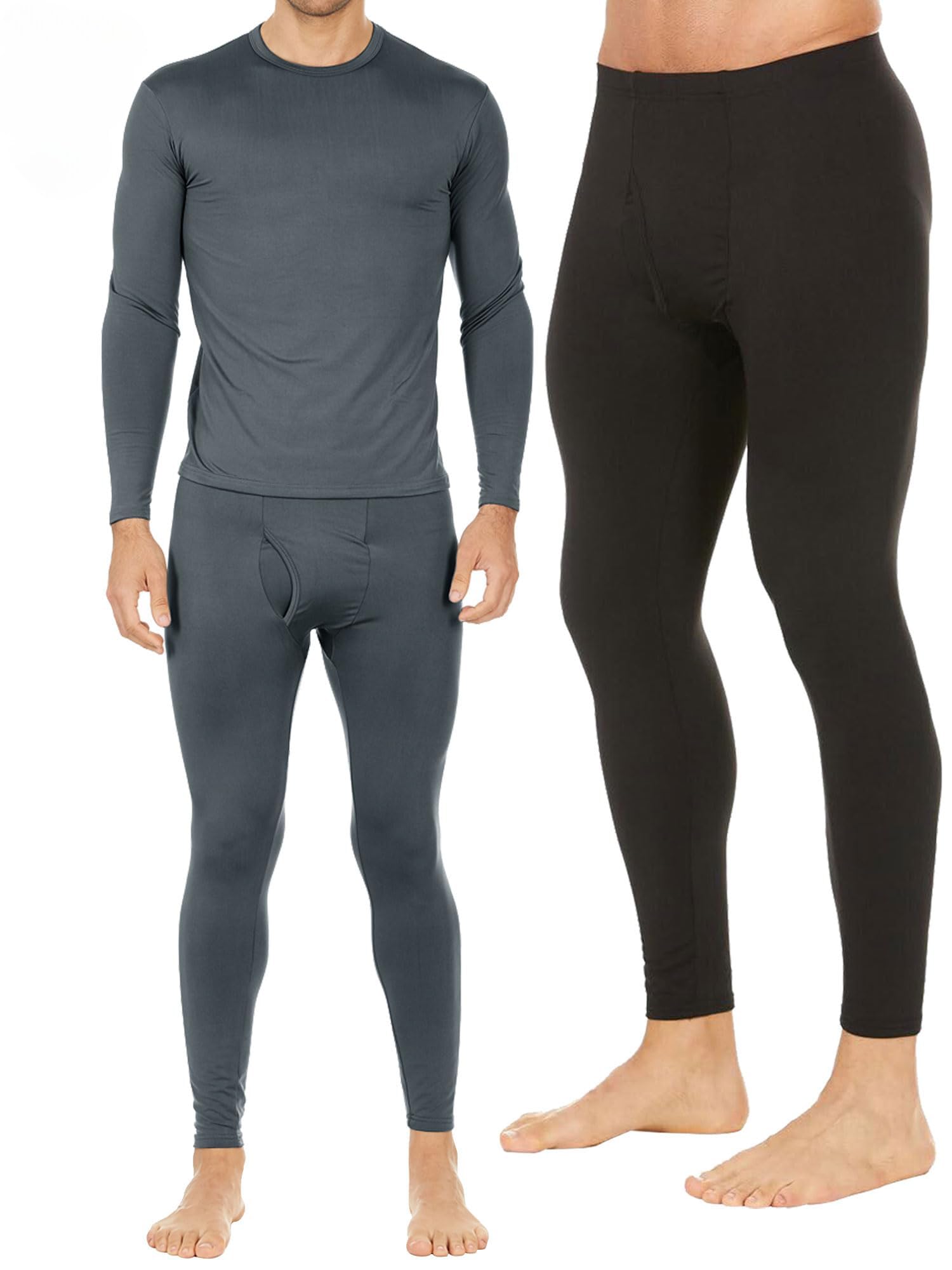 Thermajohn Long Johns Set + Bottoms Size L Charcoal Set Black Bottoms ...