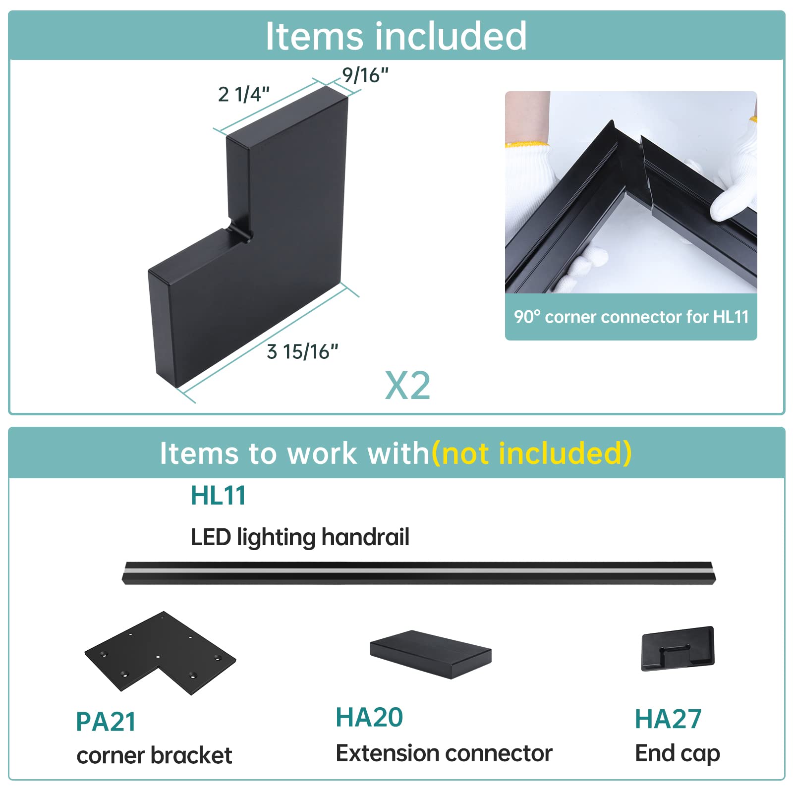 Snapklik.com : Muzata HL11 LED Handrail Accessories - 2Pack Aluminum ...