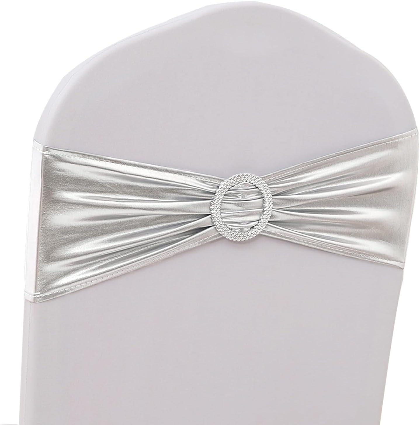 AIRIT LOVELY 50 Pcs Silver Metallic Spandex Chair Sashes Wedding Chair ...