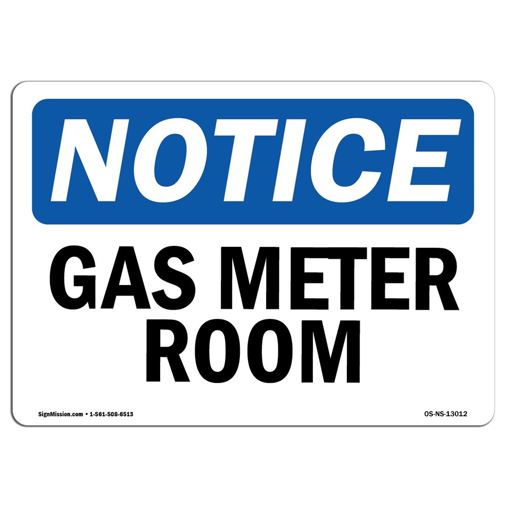 Amazon.com: OSHA Notice Sign - Gas Meter Room | Rigid Plastic Sign ...