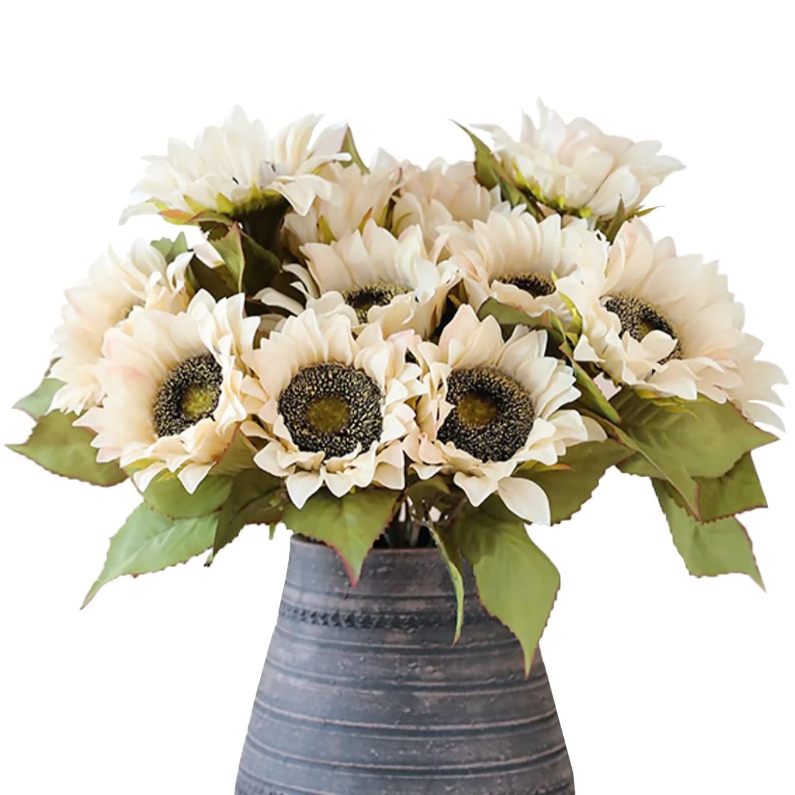 Amazon.com: Emivery 10PCS Long Stem White Sunflowers Silk Flowers ...