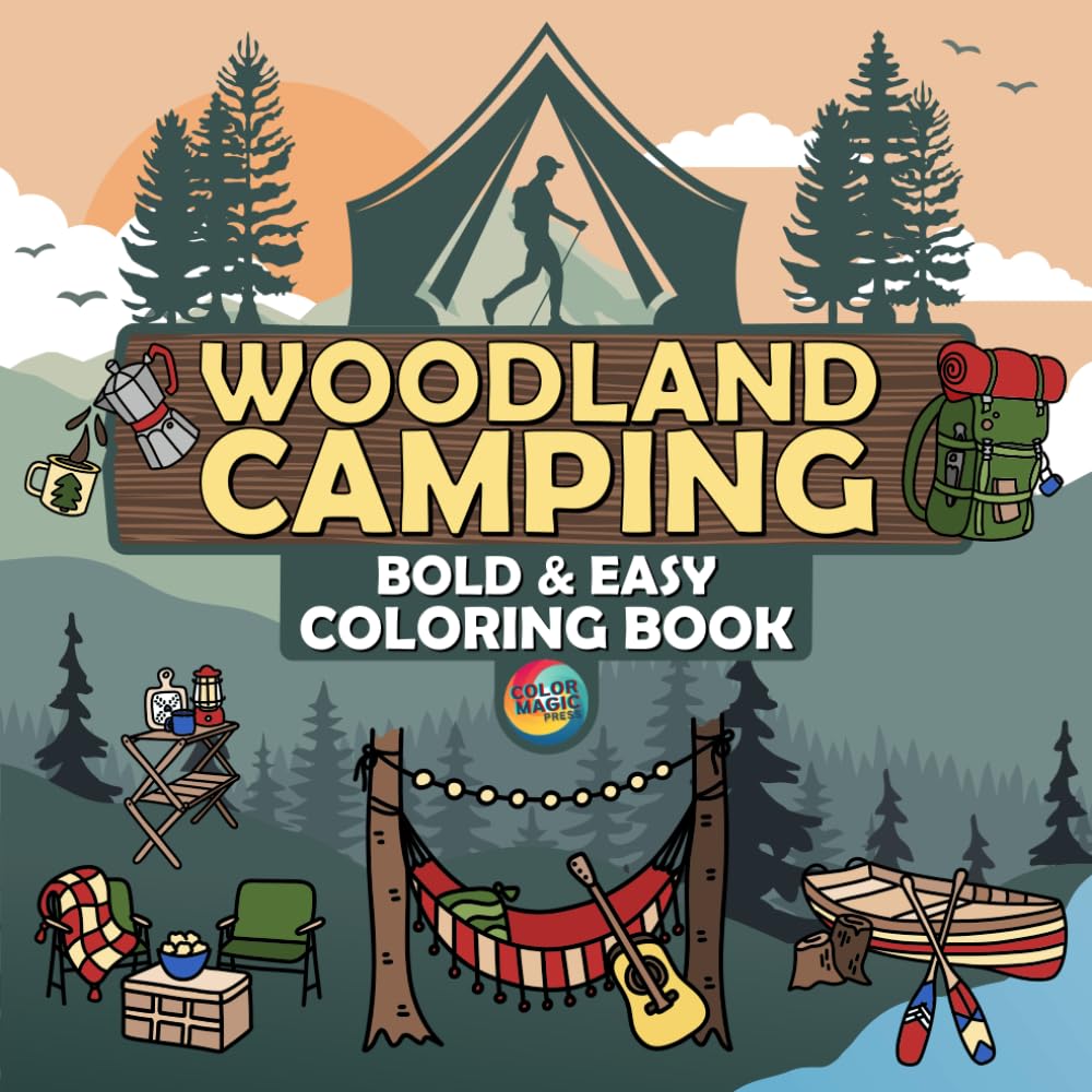 Amazon.com: Woodland Camping Bold and Easy Coloring Book: Simple ...
