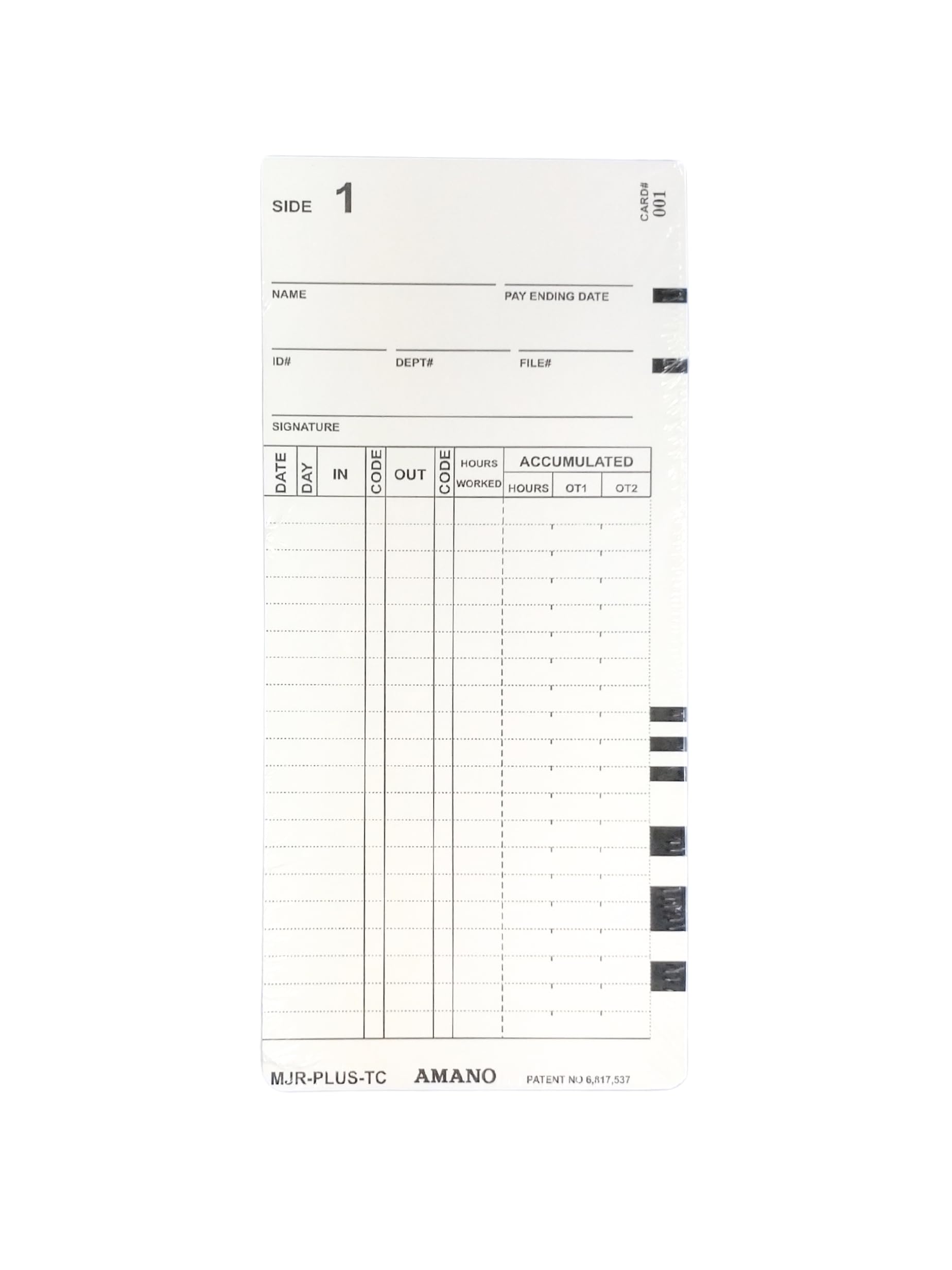 Amazon.com : Time Cards for Amano MJR-Plus and MJR-PLUSEZ Series 100 ...