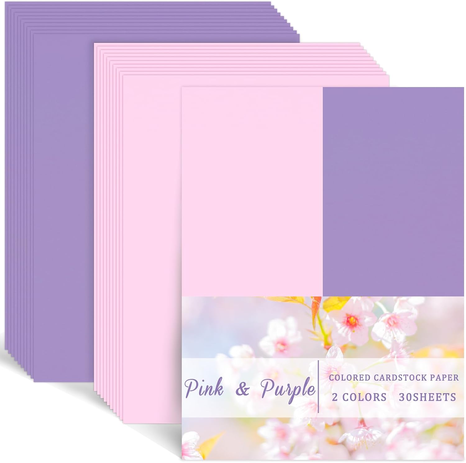 Amazon.com : Whaline 30 Sheets 8.5 x 11 Inch Purple Pink Card Stock ...