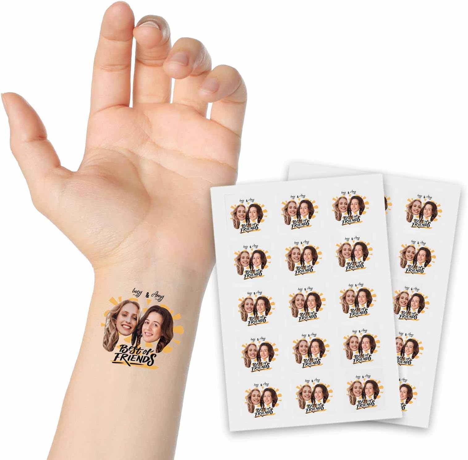 Amazon.com : Personalized Face Temporary Tattoos with Name Text, Custom ...