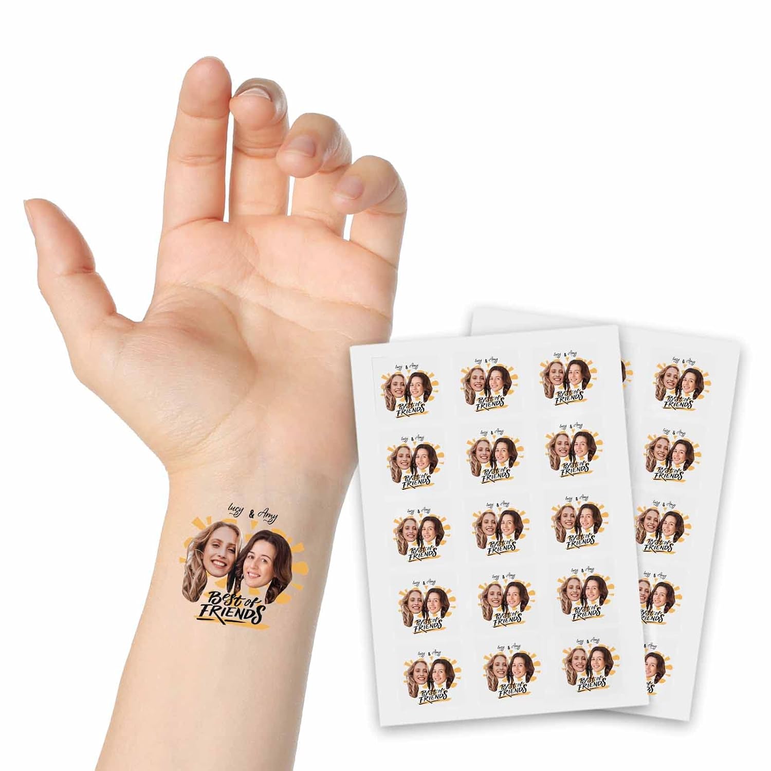 Amazon.com : Personalized Face Temporary Tattoos with Name Text, Custom ...