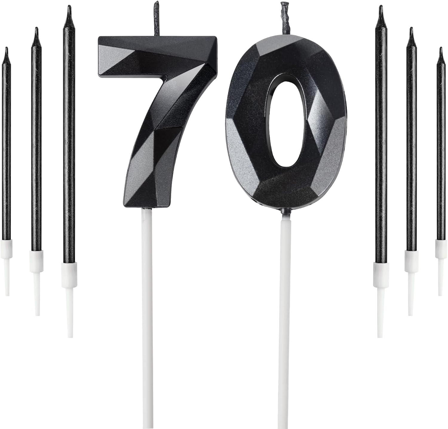 Amazon.com: Black Birthday Candles - 70pcs with 6 Long Candles, Cake ...