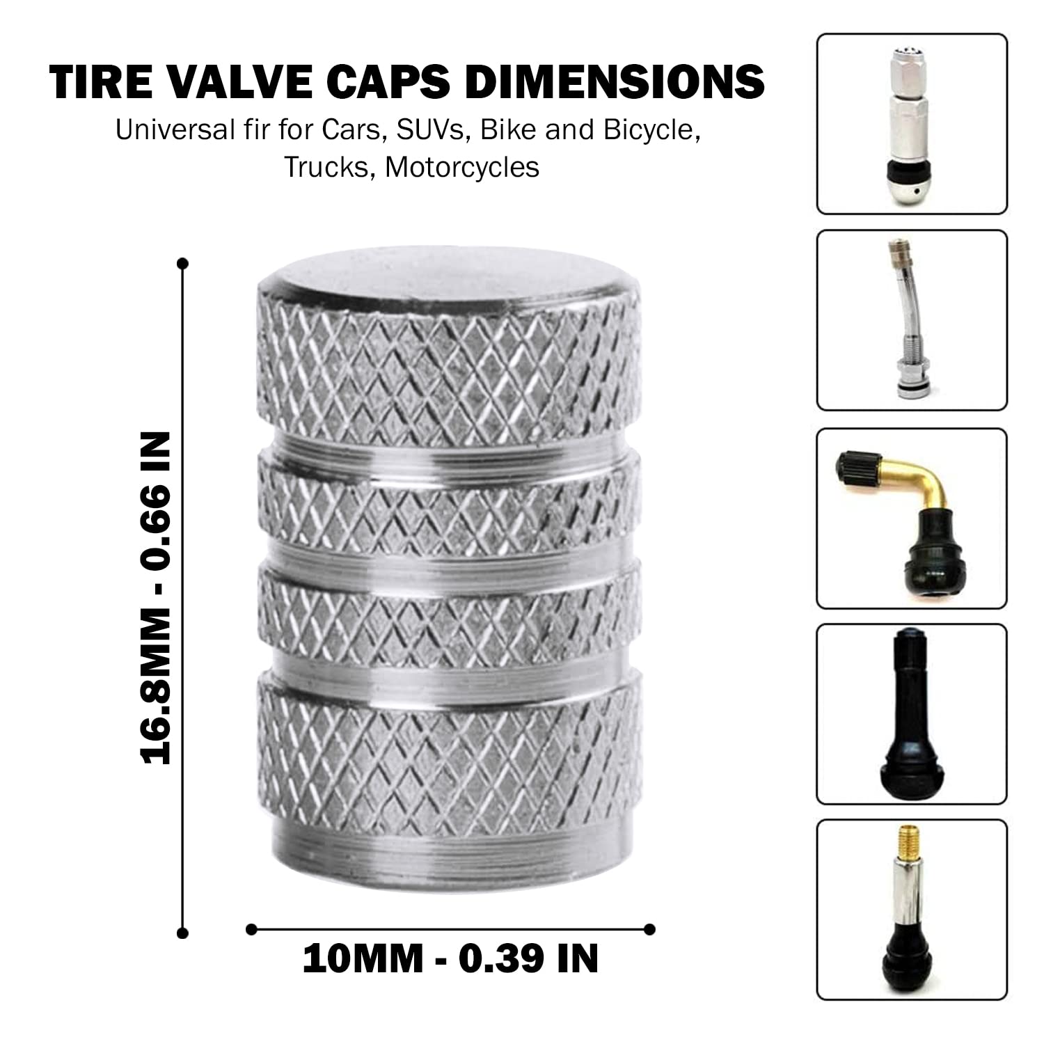 Tire Valve Stem Caps 4 Pack - Wheel Valve Stem Covers, Aluminum Alloy ...