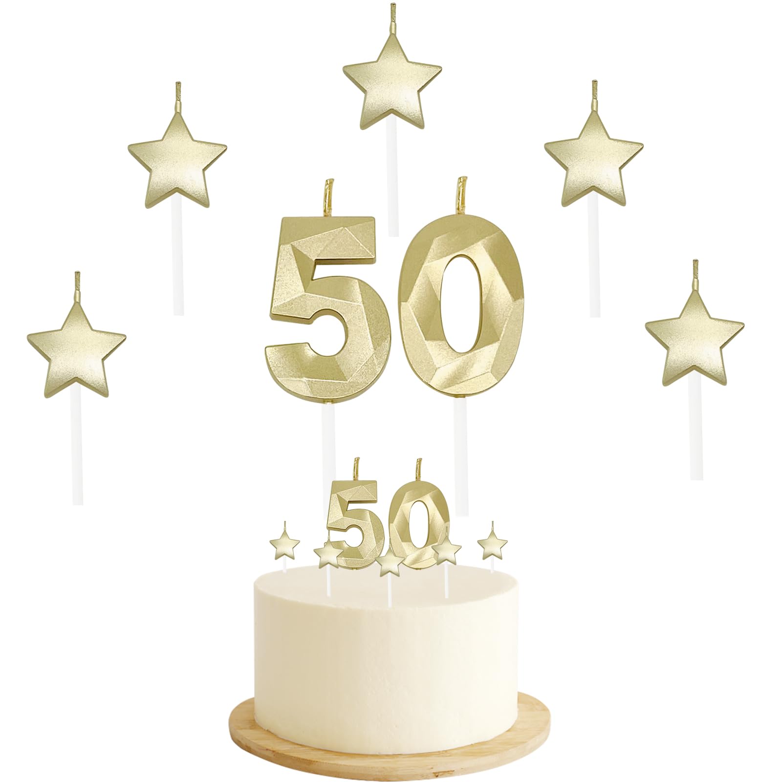 Amazon.com: 50th Birthday Candles for Cake - Number 50 & 5 & 0 Birthday ...