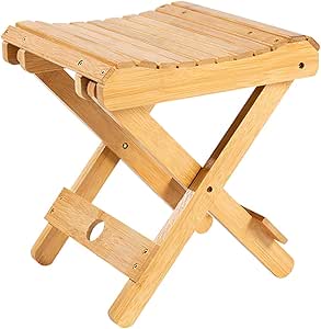 Amazon.com: Bamboo Folding Stool, Wood Bathroom Shower Stool Home ...